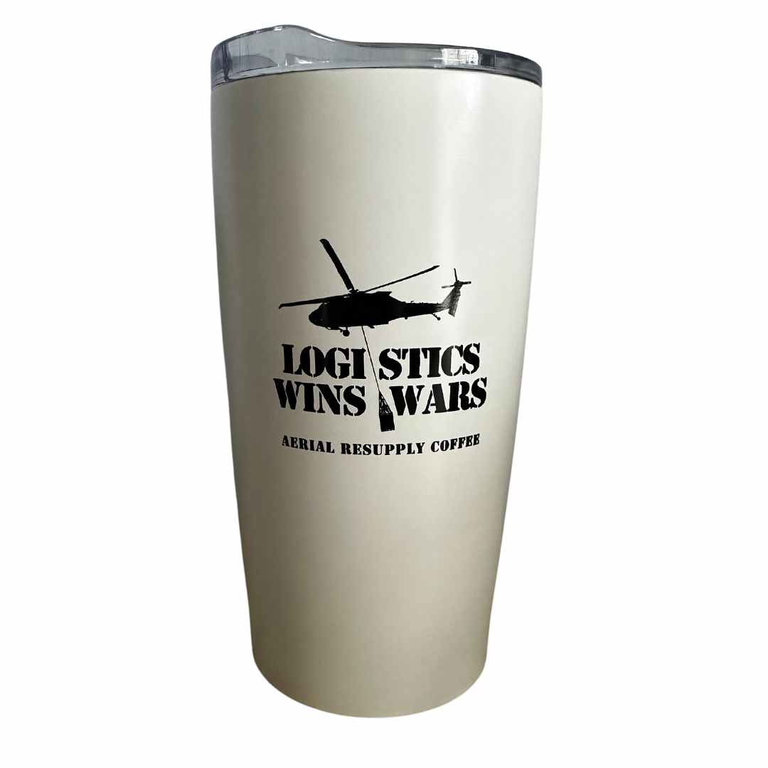Logistics Wins Wars 20 Ounce Tumbler | Aerial Resupply Coffee